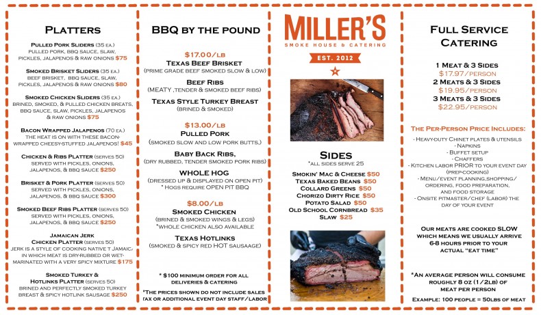 Menu's - MILLERS BBQ & BARBACOA FOOD TRUCK